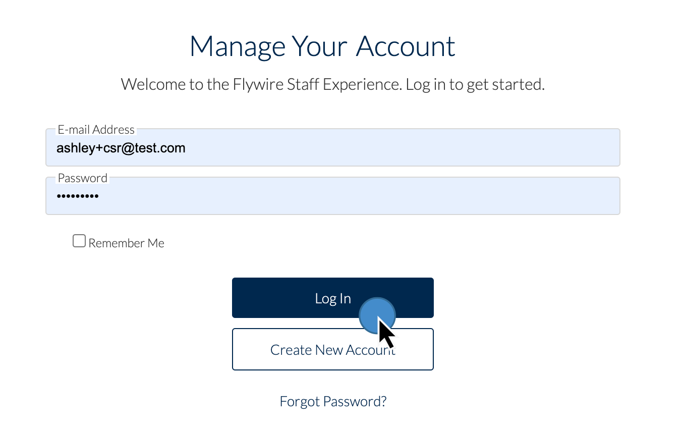 Logging into the Staff Experience – Flywire Healthcare